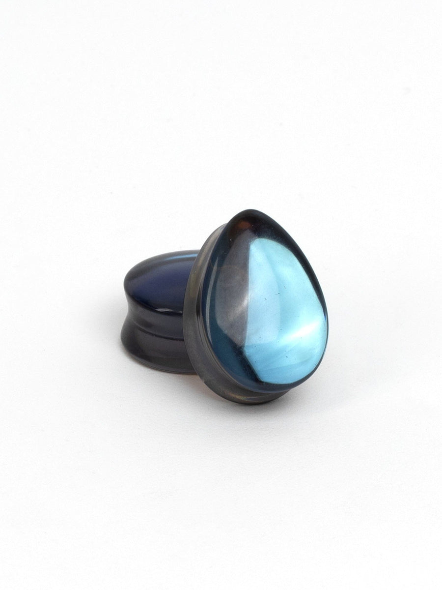 Black Aurora Stone Plugs | Teardrop Stone Gauges – PlugYourHoles.com