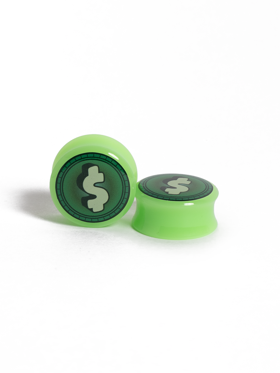 Dollar Sign Acrylic Image Plugs | Money Inspired Gauges – PlugYourHoles.com