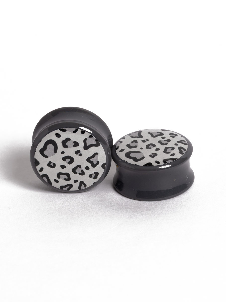Snow Leopard Print Acrylic Image Plugs | Animal Print Inspired Gauges ...