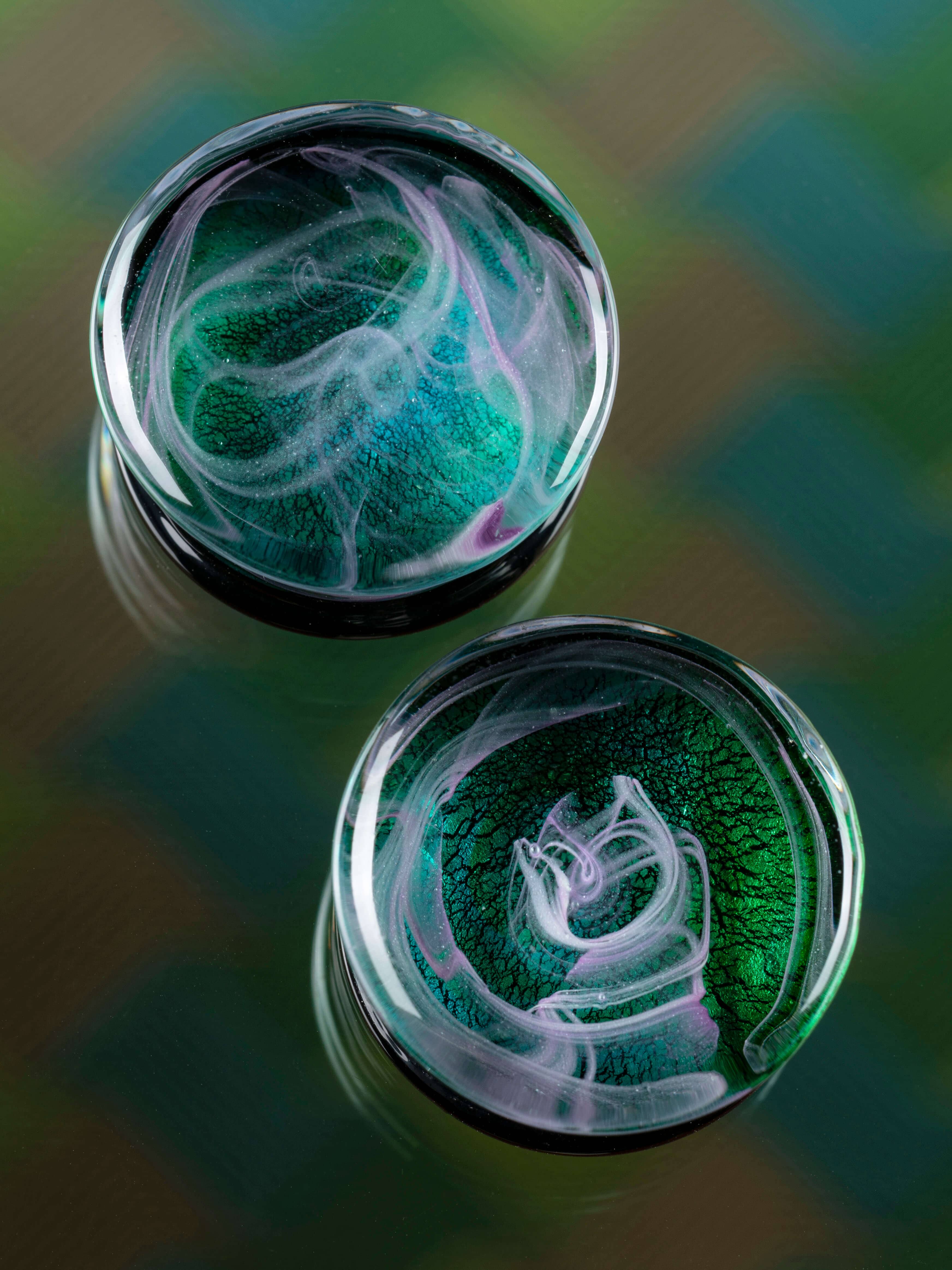 Green & White Smoke Pyrex Glass Plugs | Pyrex Glass Gauges ...