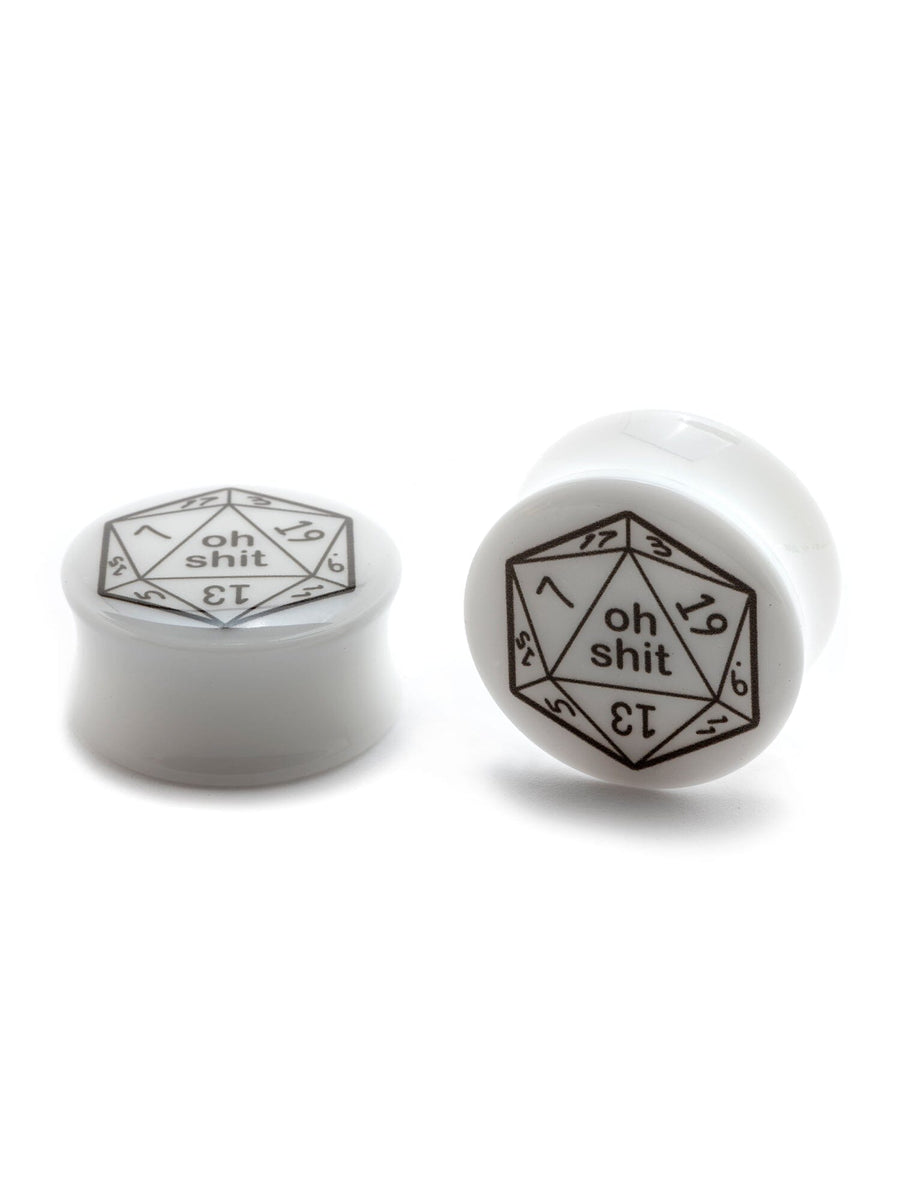 Oh Shit! Dice Acrylic Image Plugs | Custom Gauges | DnD Plugs ...