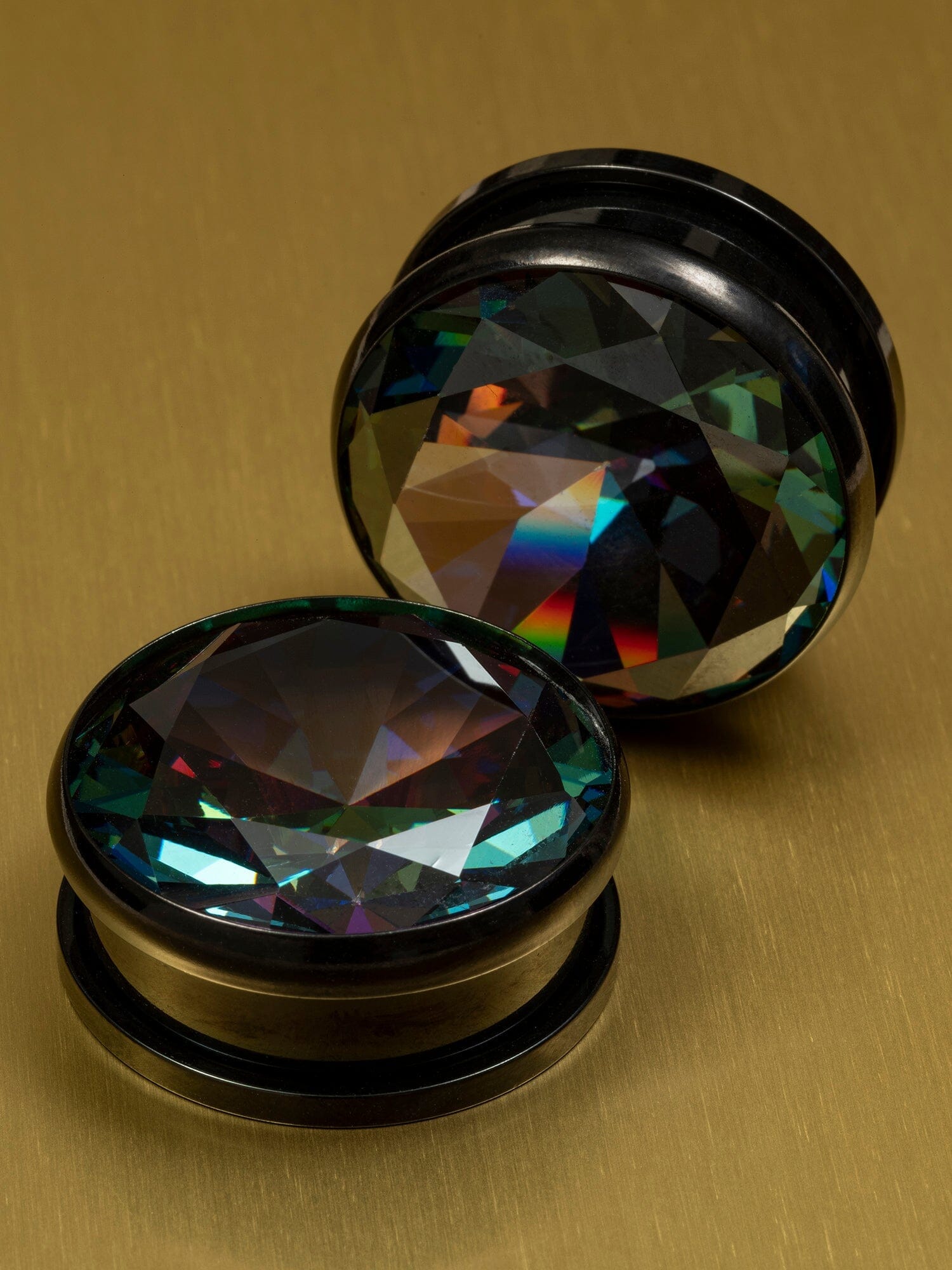 Vitrail Big Bling Black Threaded Steel Plugs | Stained Glass Plugs ...