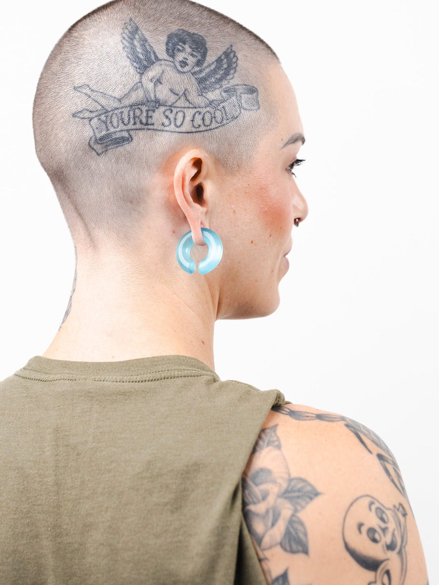 Aqua Cat's Eye Round Keyhole Hangers | Stone Ear Weights ...