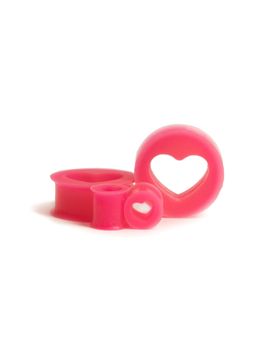 Pink Silicone Plugs | Pink Silicone Gauges | Heart Cutout Plugs ...