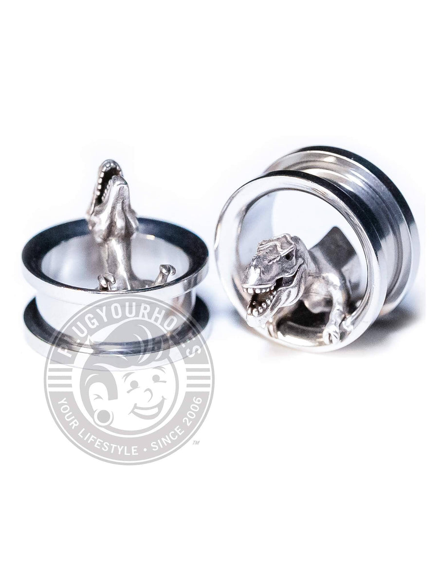 T-Rex Threaded Steel Tunnels | Dinosaur Gauges | Jurassic Park Plugs ...